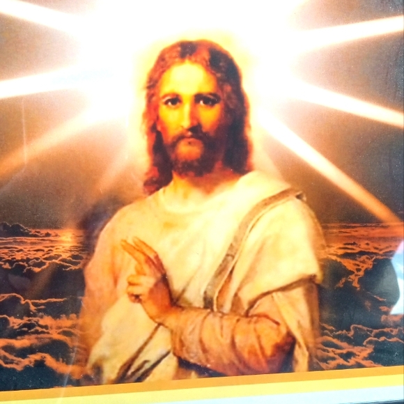 Source Unknown | Art | Jesus Peace Sign Print By 14 Matted Yellow ...